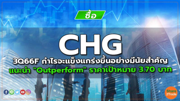 CHG 3Q66F กำไรจะแข็งแกร่งขึ้นอย่างมีนัยสำคัญ แนะนำ "Outperform" ราคาเป้าหมาย 3.70 บาท | Share2Trade